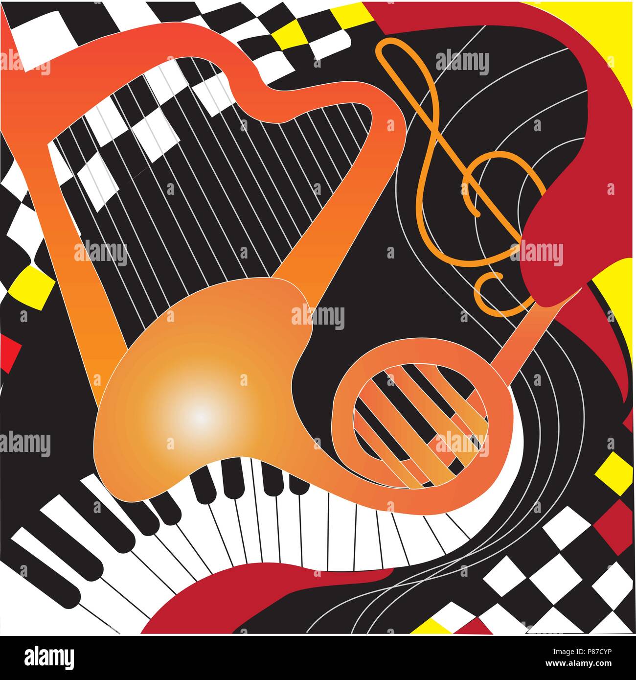 Design Poster with musical instruments and chess Stock Vector Image ...
