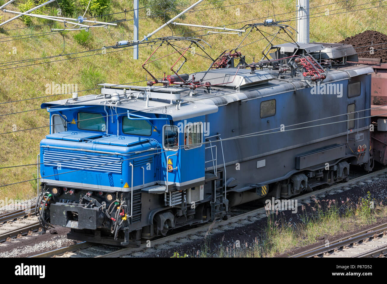 German train transporting brown coals from Hambach mine to power plant ...