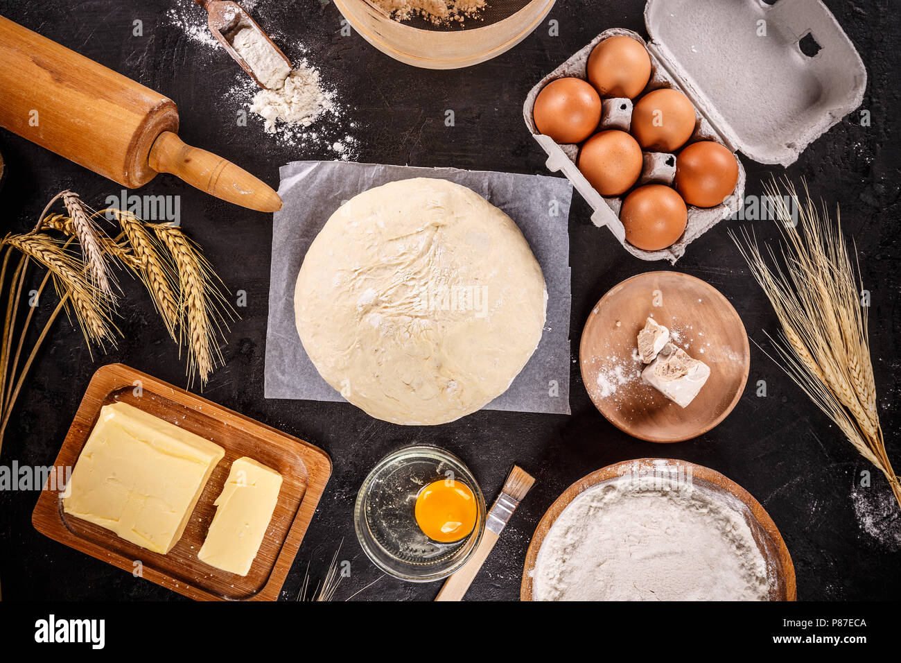 Top view of a variety of baking ingredients Stock Photo - Alamy