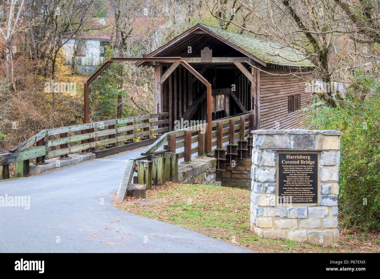 Famous Harrisburg Covered Bridge in Tennessee Stock Photo - Alamy
