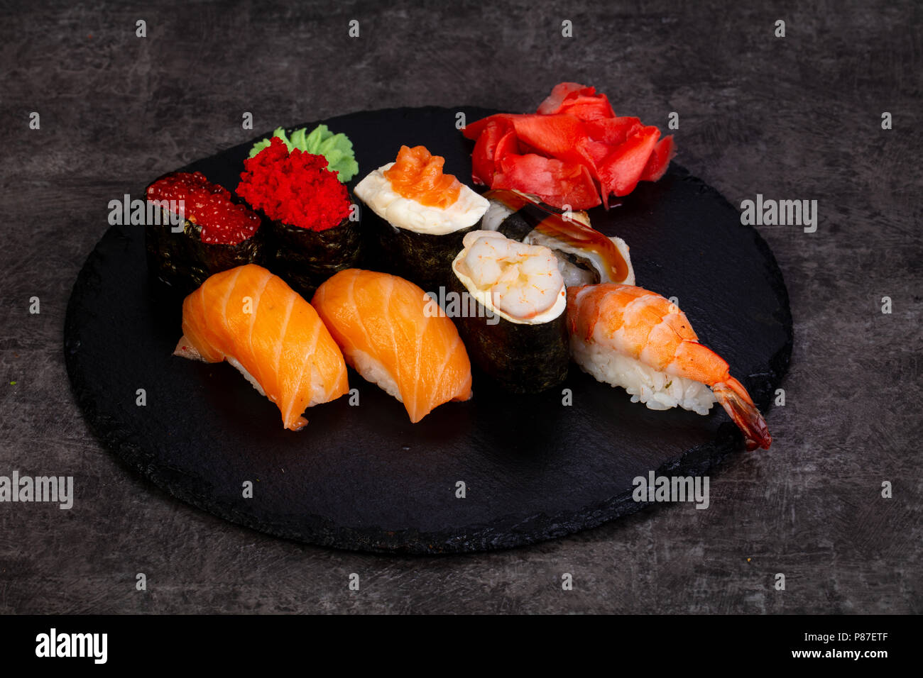 Japanese sushi set with various ingredient Stock Photo - Alamy
