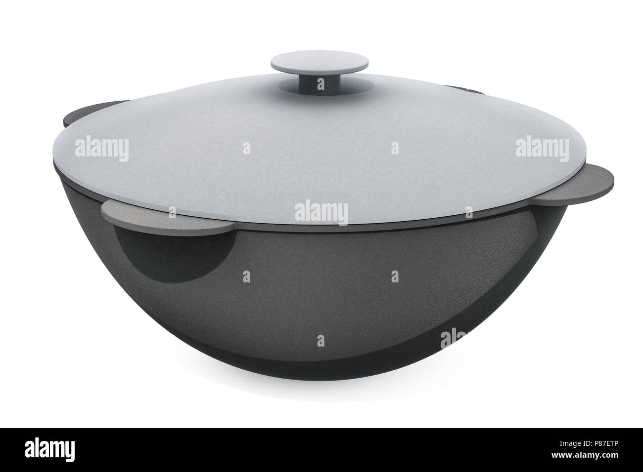 Cast iron cauldron, kazan. 3D rendering isolated on white background ...