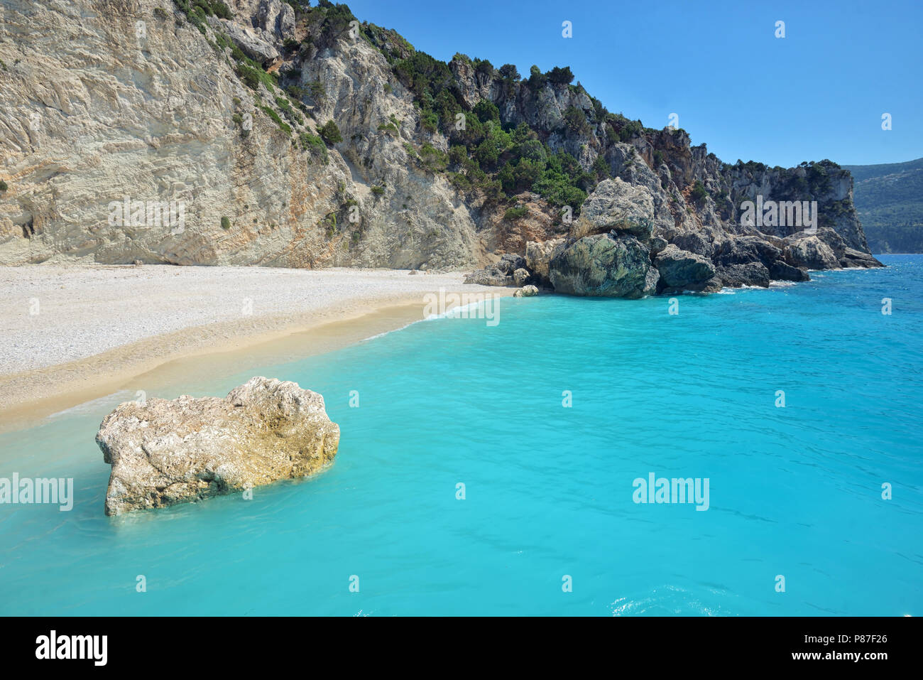 Megali Petra Beach, Lefkada Island, Levkas, Lefkas Stock Photo - Alamy