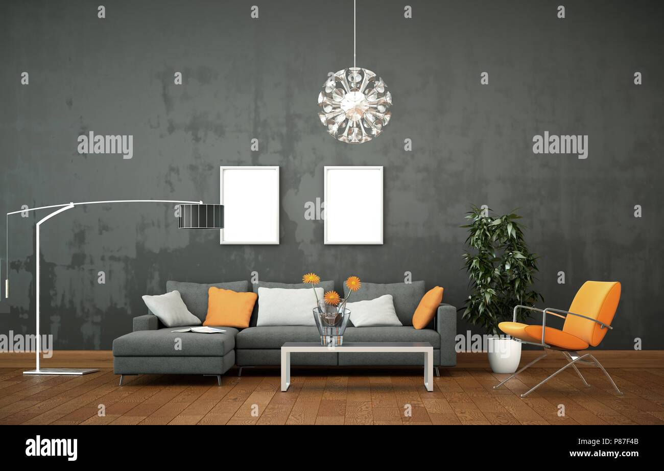 Interior design modern bright room with sofa Stock Photo - Alamy
