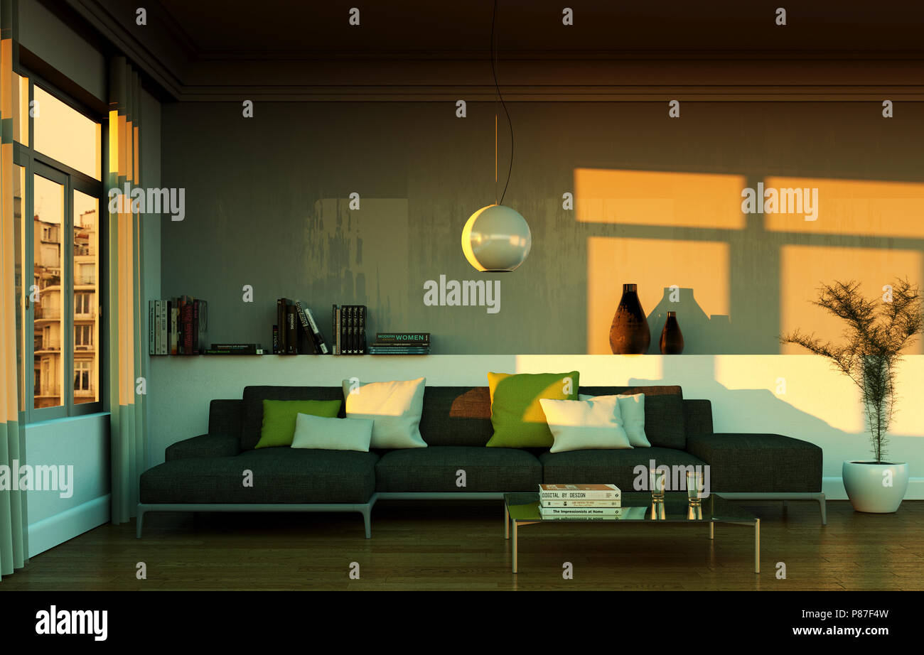 Interior design modern room with sofa Stock Photo - Alamy