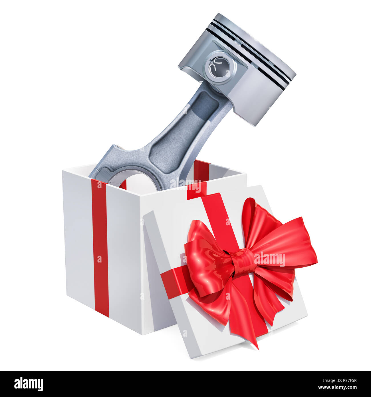 Engine piston inside gift box, gift concept. 3D rendering Stock Photo ...