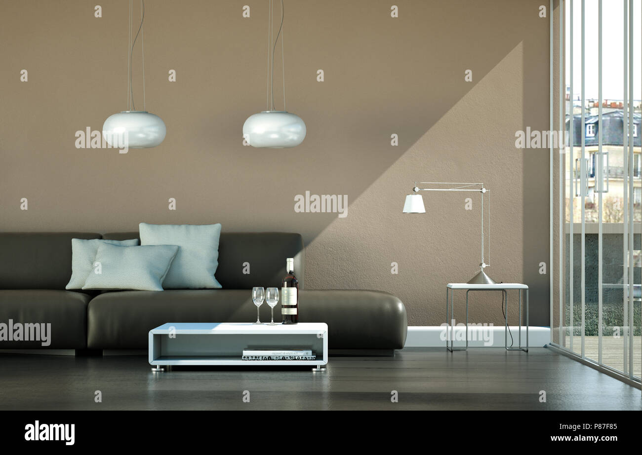 Interior design modern bright room with sofa Stock Photo - Alamy