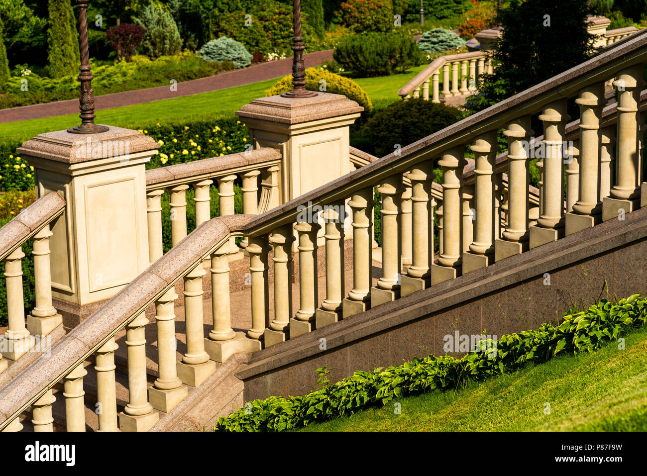 railing made of stone among the greenery Stock Photo - Alamy
