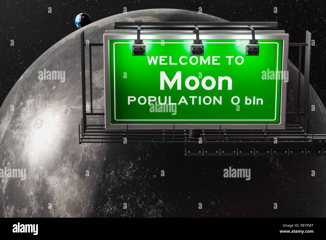 Welcome to Moon concept, 3D rendering Stock Photo - Alamy