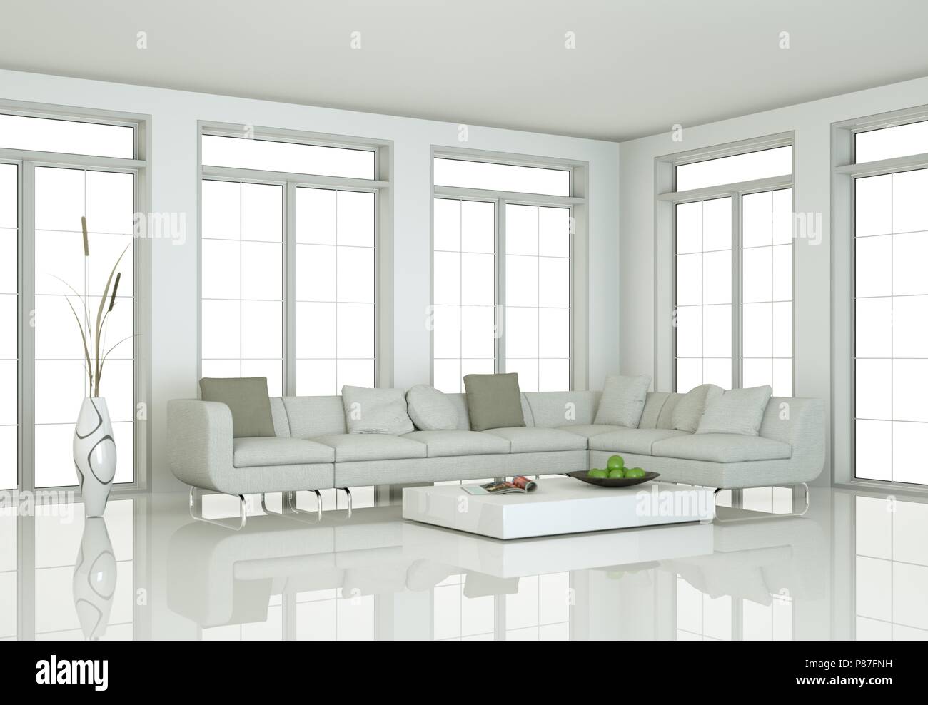 Interior design modern bright room with white sofa Stock Photo - Alamy