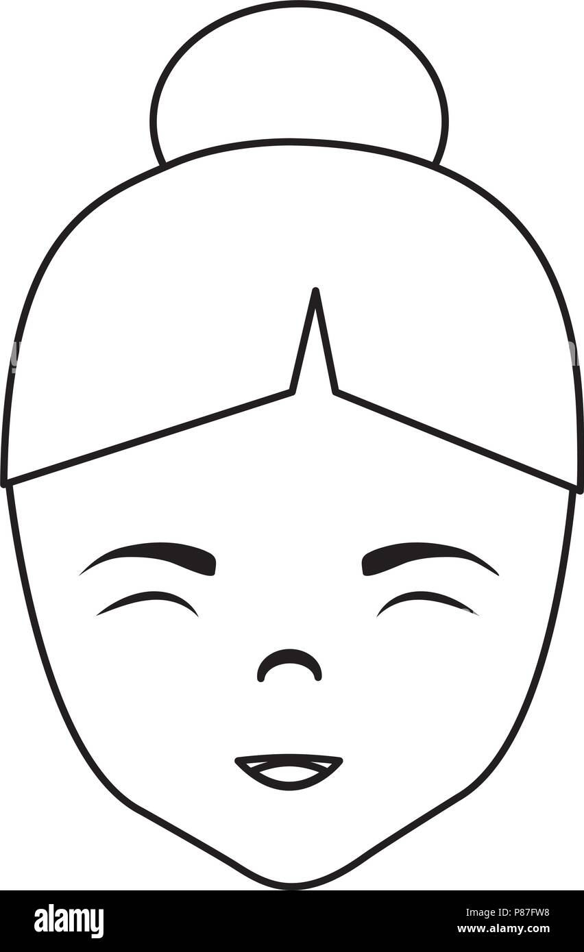 Asian woman face icon over white background, vector illustration Stock ...