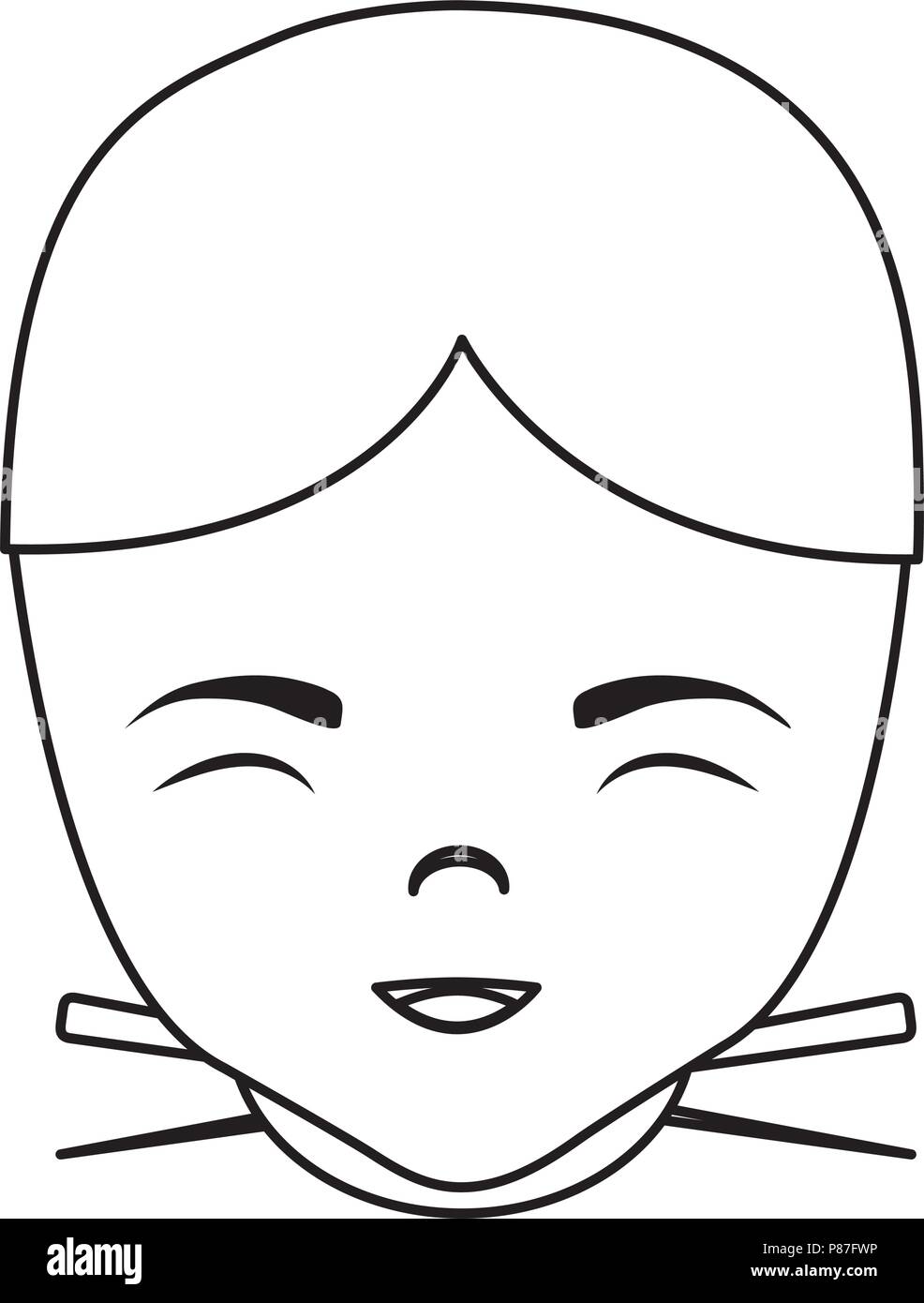 Asian woman face icon over white background, vector illustration Stock ...
