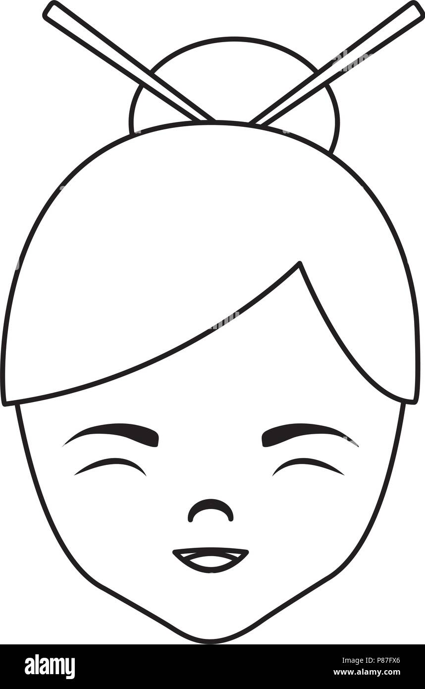 Asian woman face icon over white background, vector illustration Stock ...