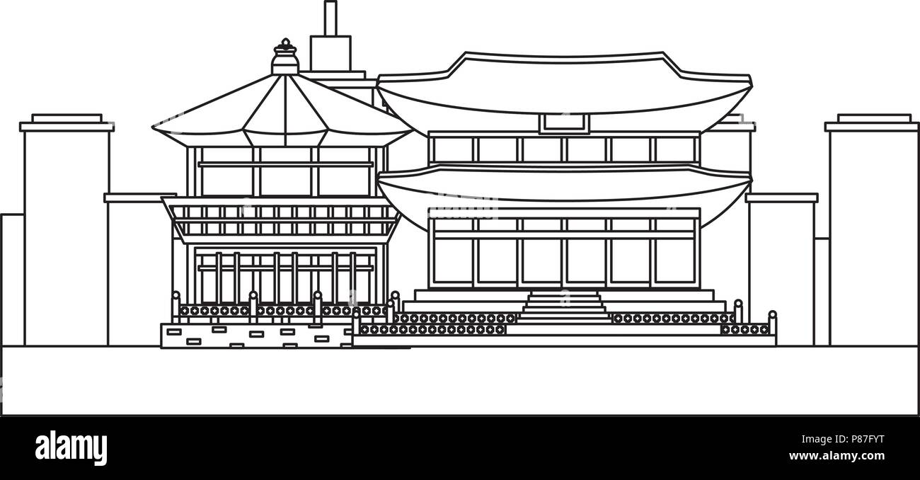 South korea iconic buildings icon over white background, vector ...