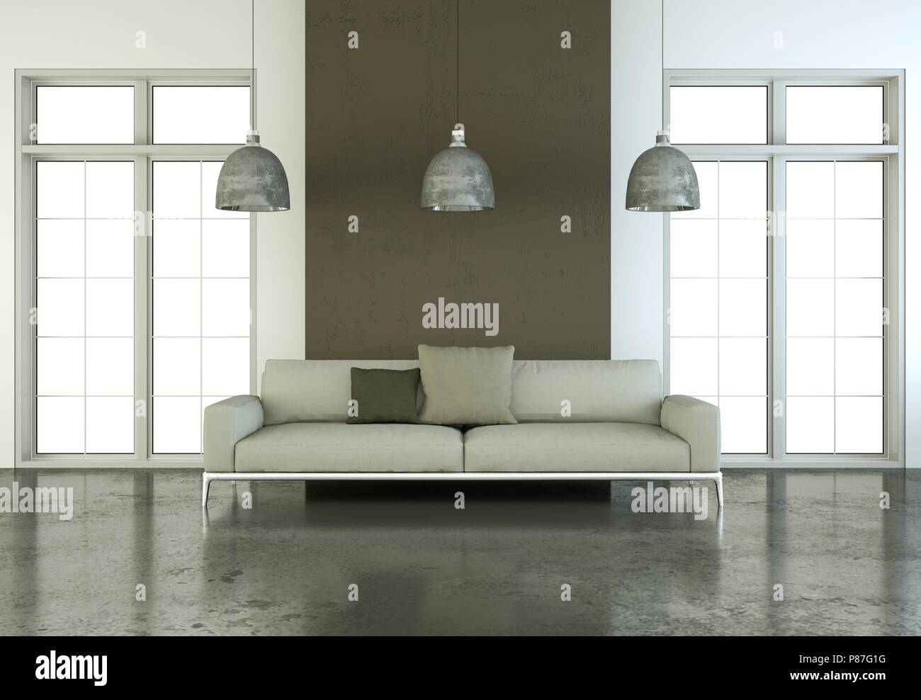 Interior design modern bright room with white sofa Stock Photo - Alamy