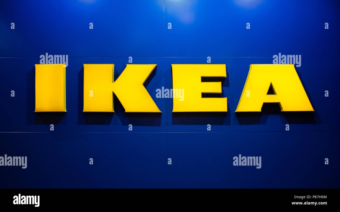 Swedish Ikea furniture company logo seen at its Kowloon Bay store in ...