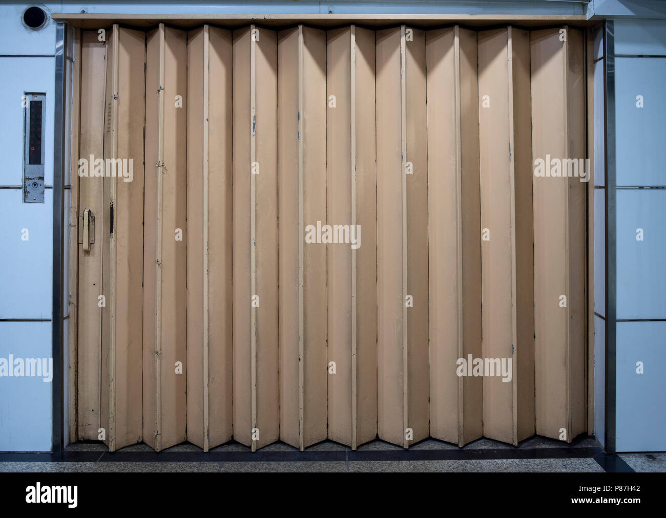 Heavy load goods lift elevator at an industrial building in Hong Kong ...