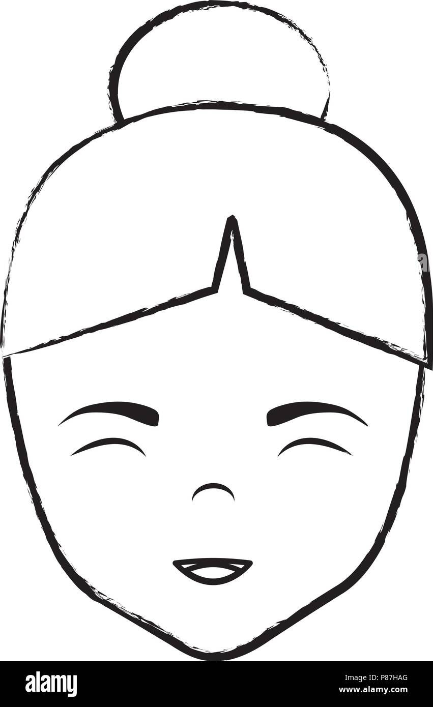 Asian woman face icon over white background, vector illustration Stock ...
