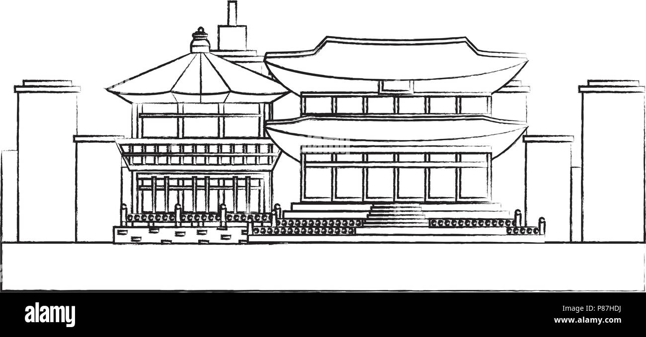 South korea iconic buildings icon over white background, vector ...