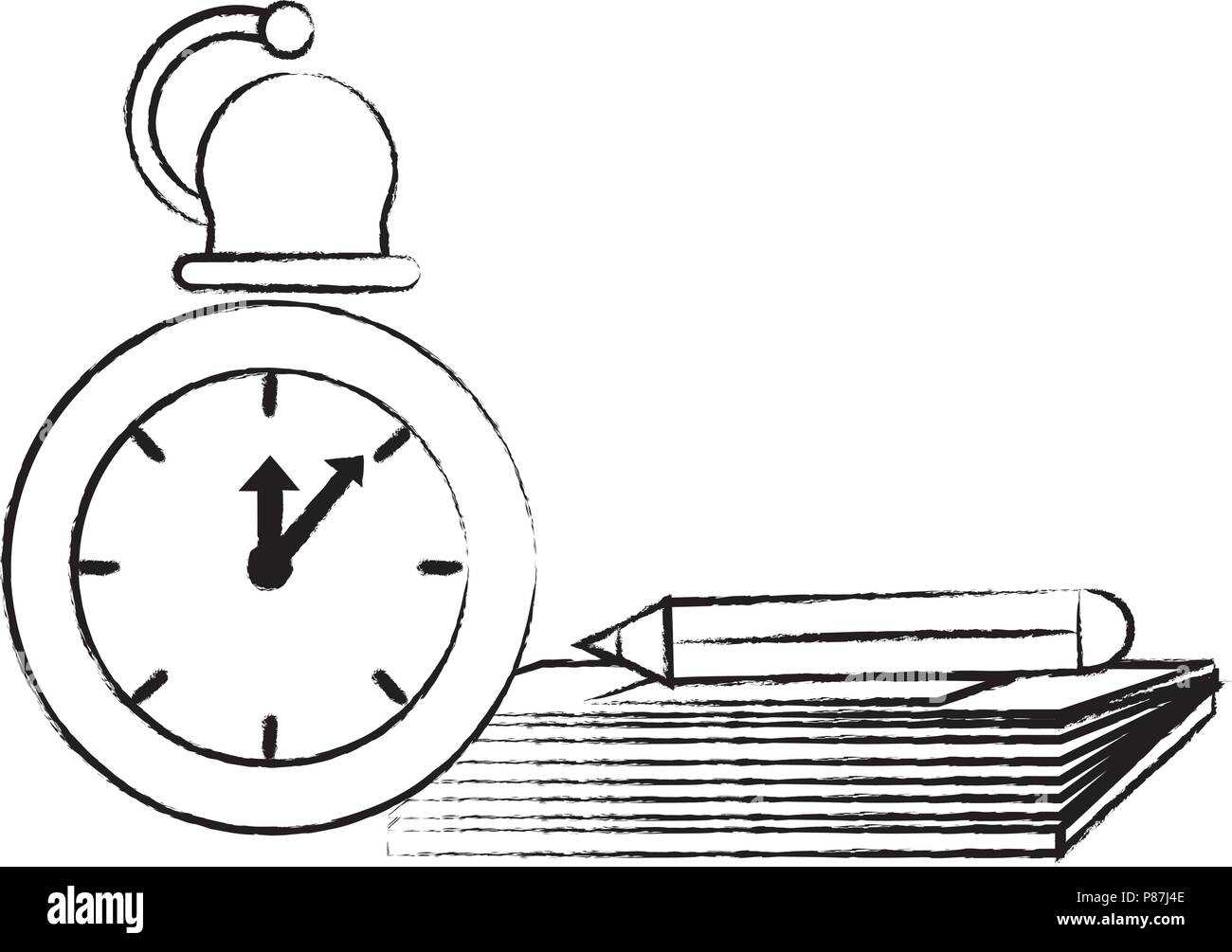 chronometer with book and pencil icon over white background, vector ...