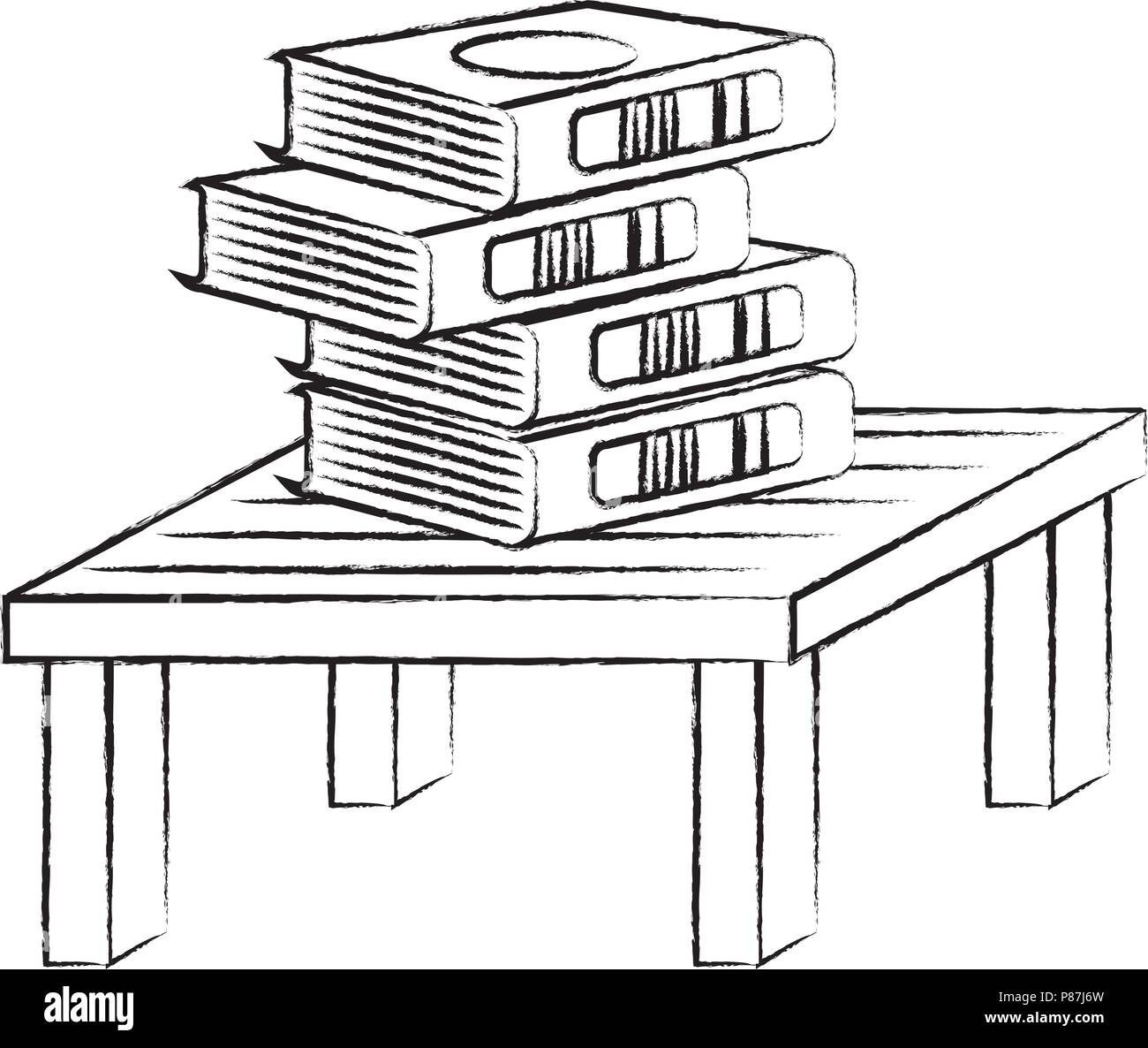 table with books icon over white background, vector illustration Stock ...