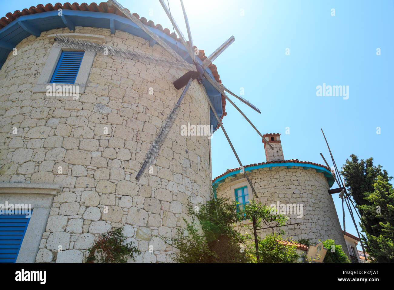 Old windmills of alacati hi-res stock photography and images - Alamy