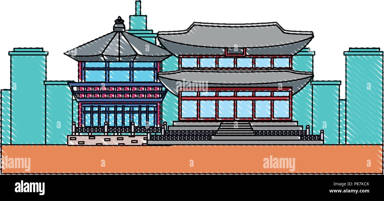 South korea landmarks icon over white background, vector illustration ...