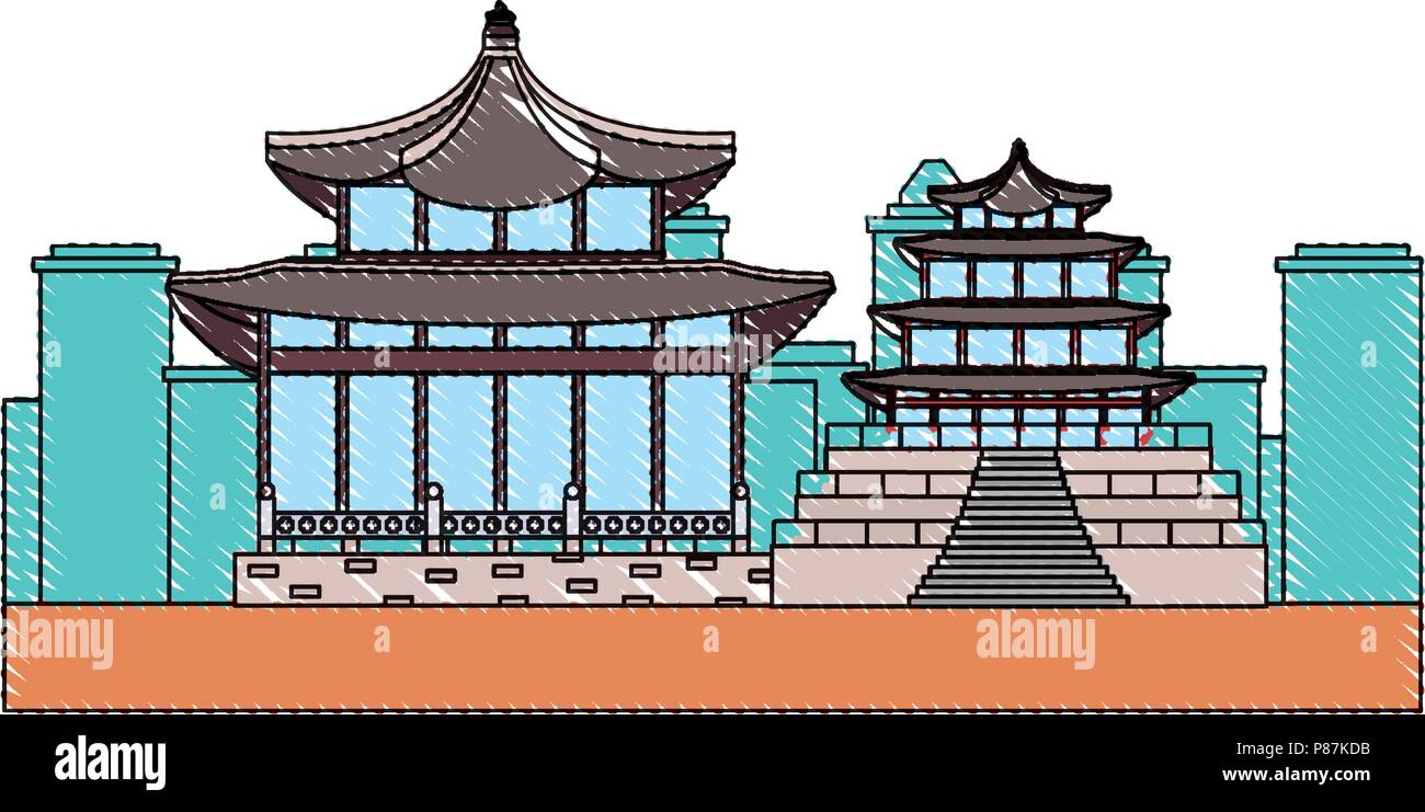 South korea landmarks icon over white background, vector illustration ...