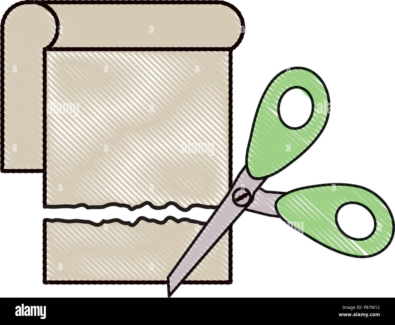 Scissors Cutting Paper icon over white background, vector illustration ...