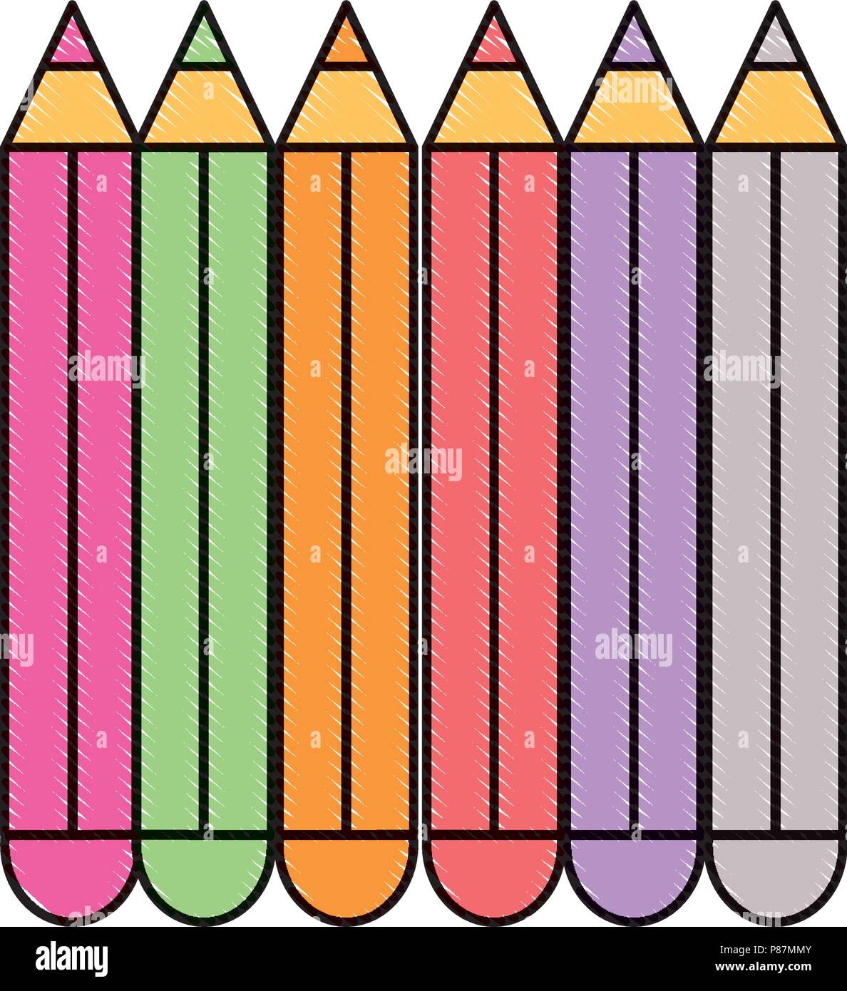 colored pencils icon over white background, vector illustration Stock ...