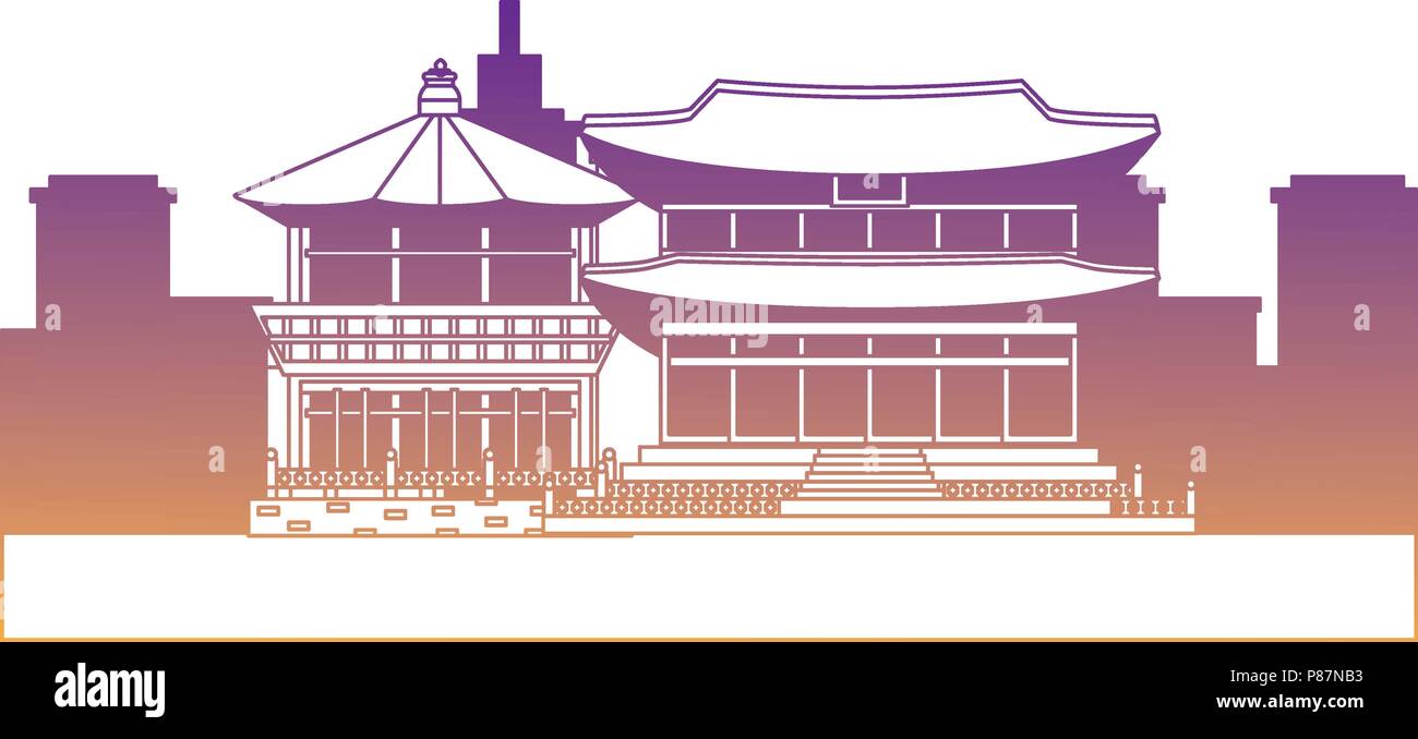South korea iconic buildings icon over white background, vector ...