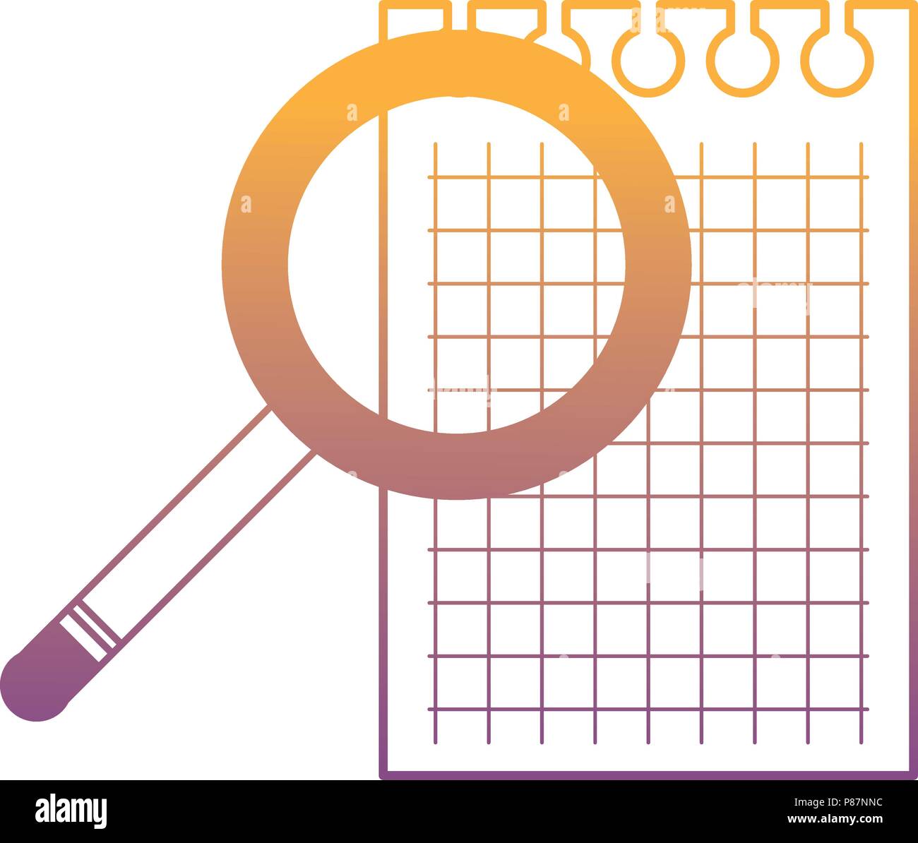 magnifying glass and paper note icon over white background, vector ...