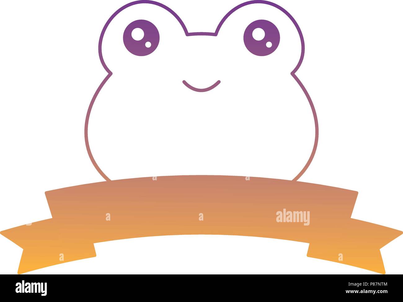 decorative ribbon with cute frog icon over white background, vector ...