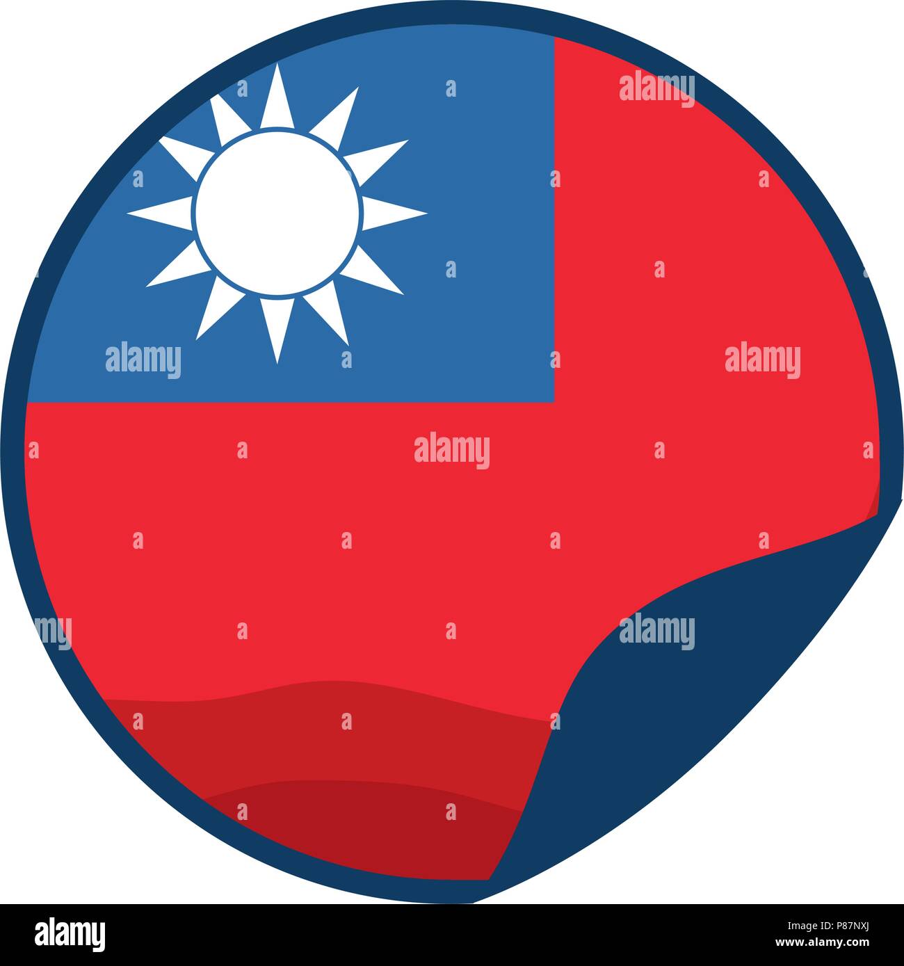 button with Taiwan flag over white background, vector illustration ...