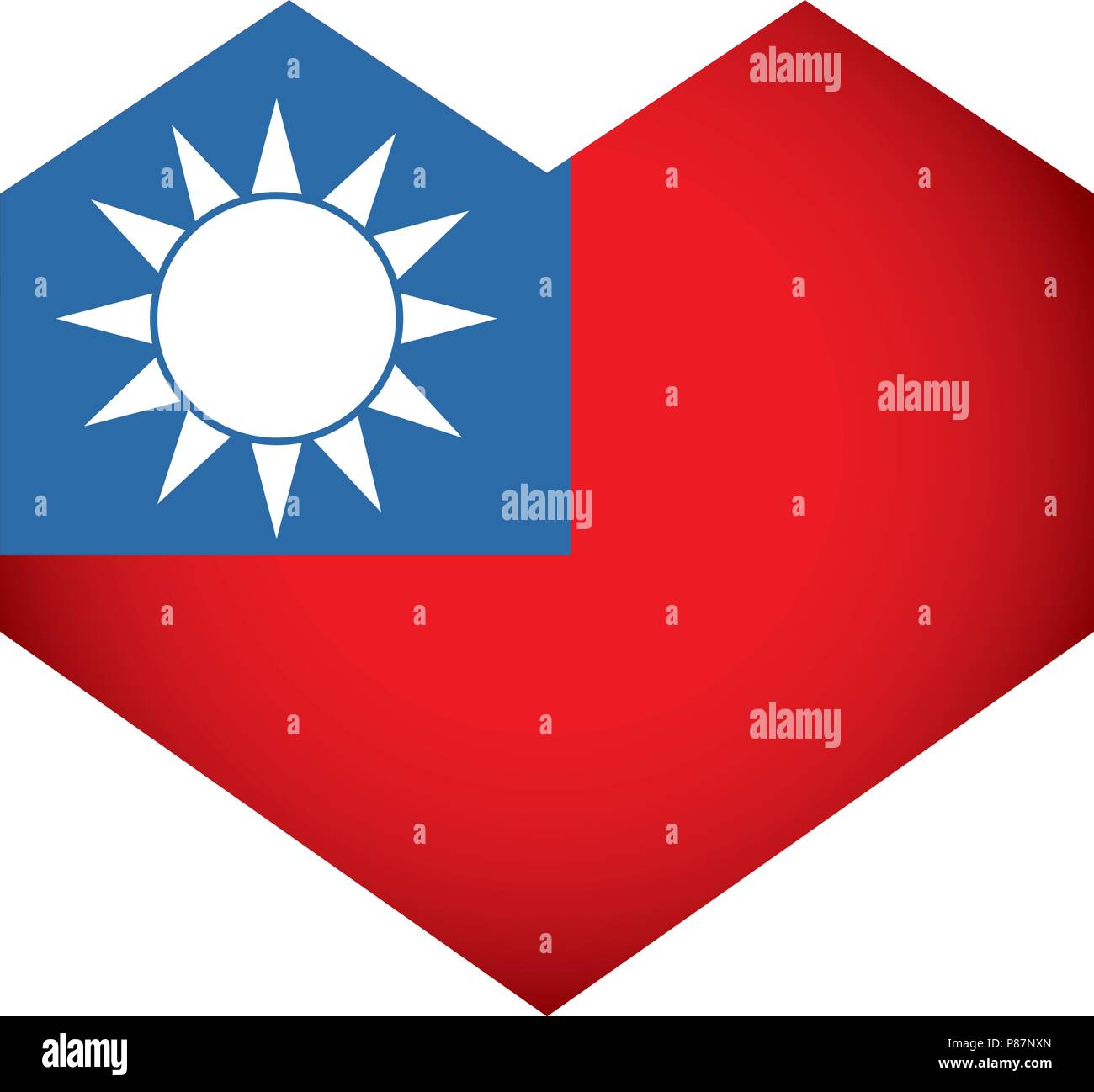 Heart with taiwan flag design over white background, vector ...