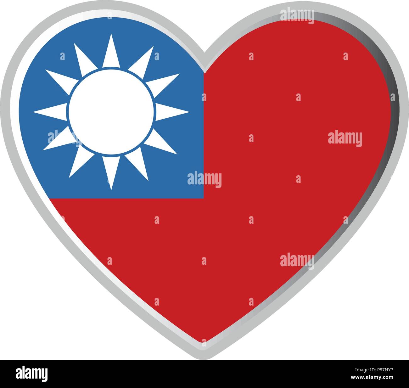 Heart with taiwan flag design over white background, vector ...