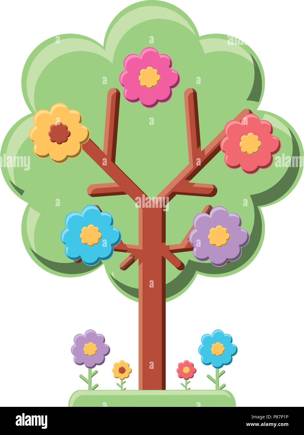 floral tree icon over white background, vector illustration Stock ...