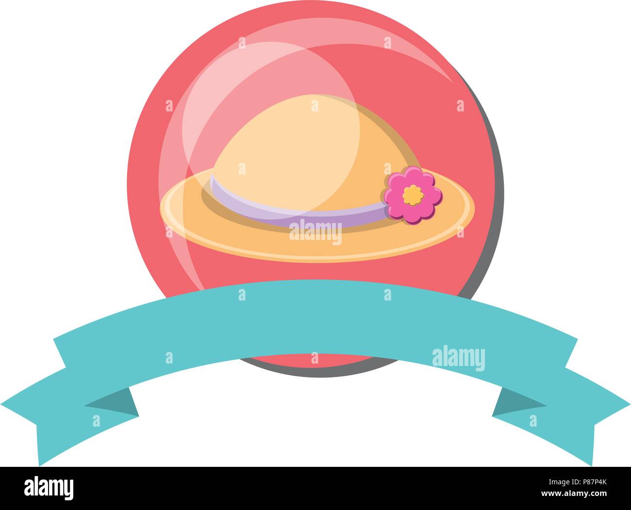 emblem with beach hat icon over white background, vector illustration ...