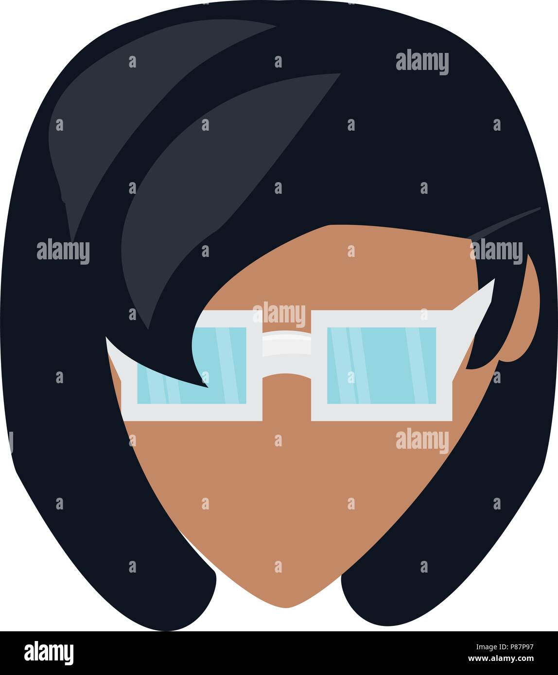 avatar woman with glasses over white background, vector illustration ...