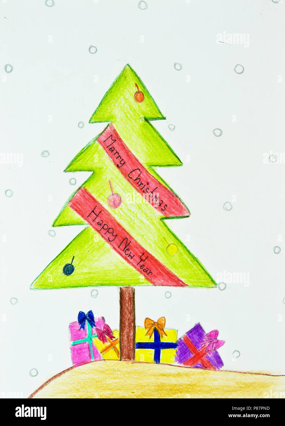 Christmas tree crayon drawing hi-res stock photography and images - Alamy