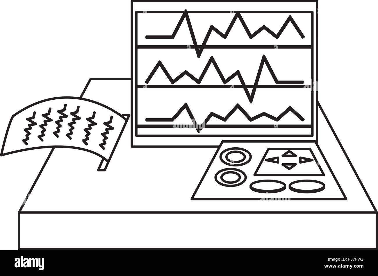 cardiac monitor icon over white background, vector illustration Stock ...
