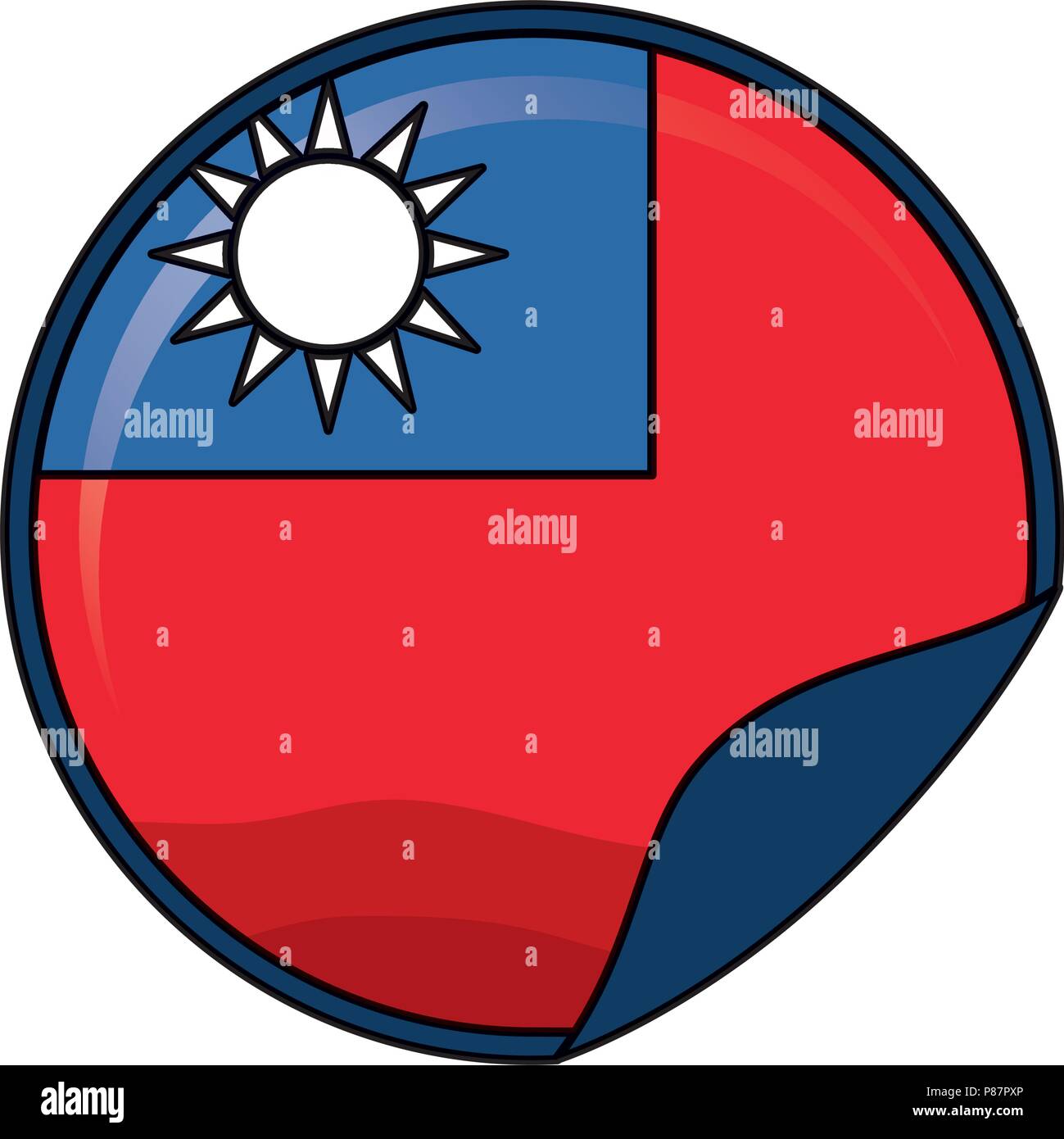 button with Taiwan flag over white background, vector illustration ...