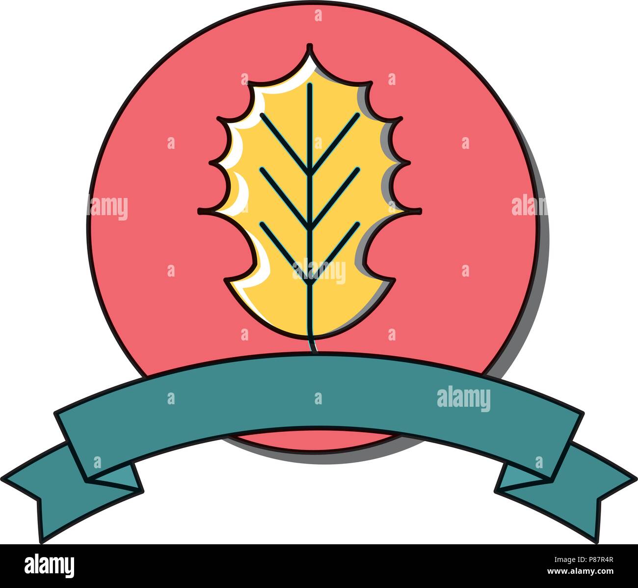 emblem with dry leaf icon over white background, vector illustration ...