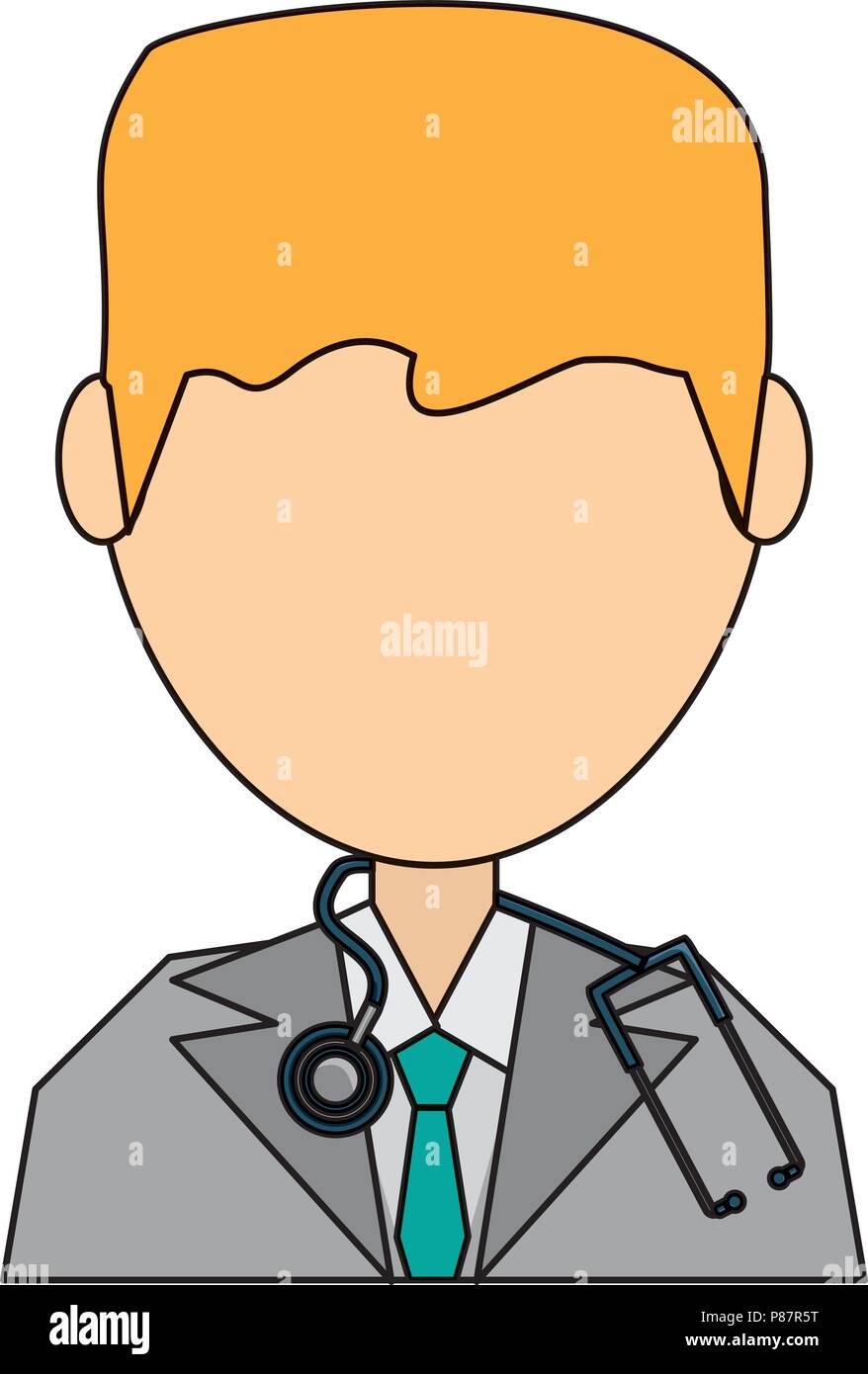 avatar doctor with sthetoscope over white background, vector ...