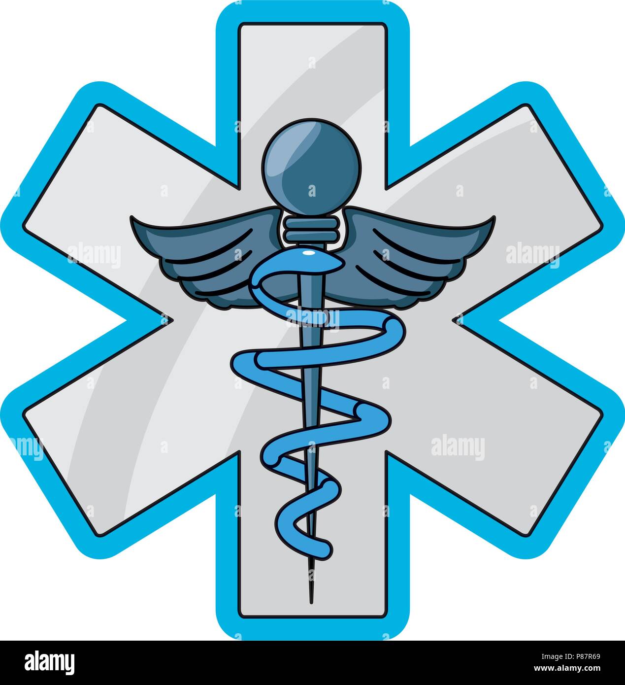 Medical symbol of the Emergency icon over white background, vector ...