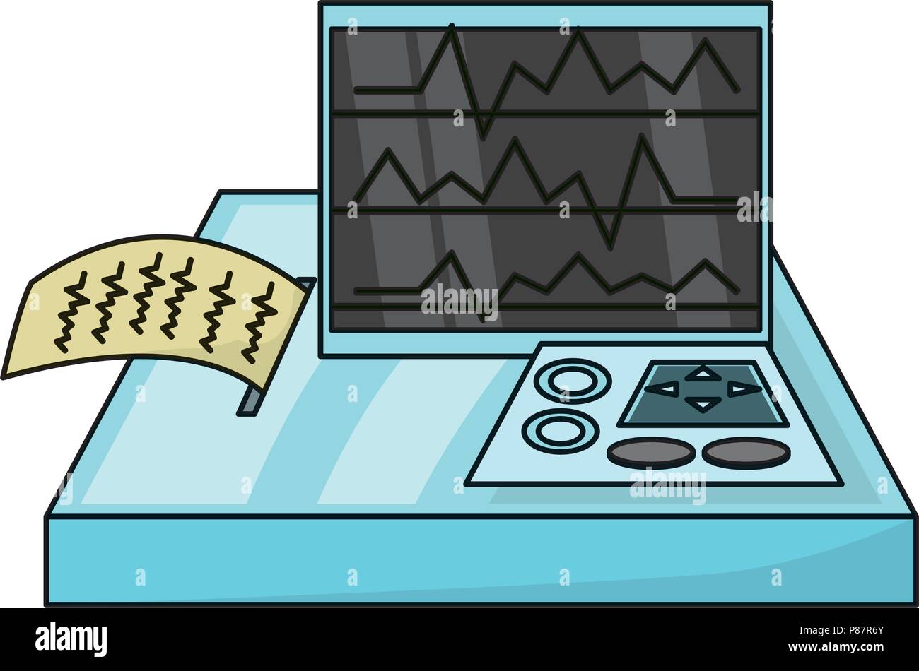 cardiac monitor icon over white background, vector illustration Stock ...
