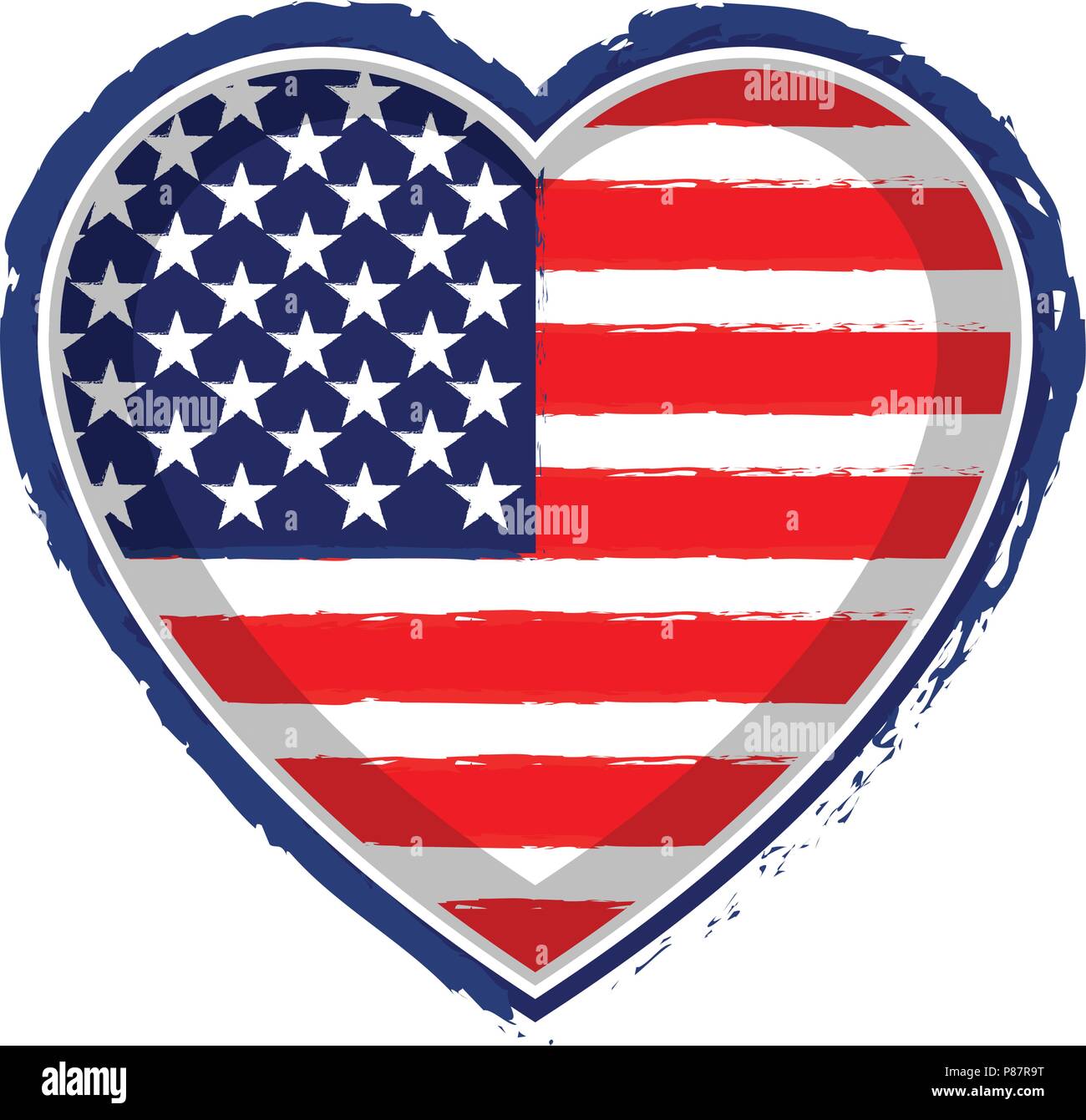 Heart shaped flag of United States. Vector illustration design Stock ...