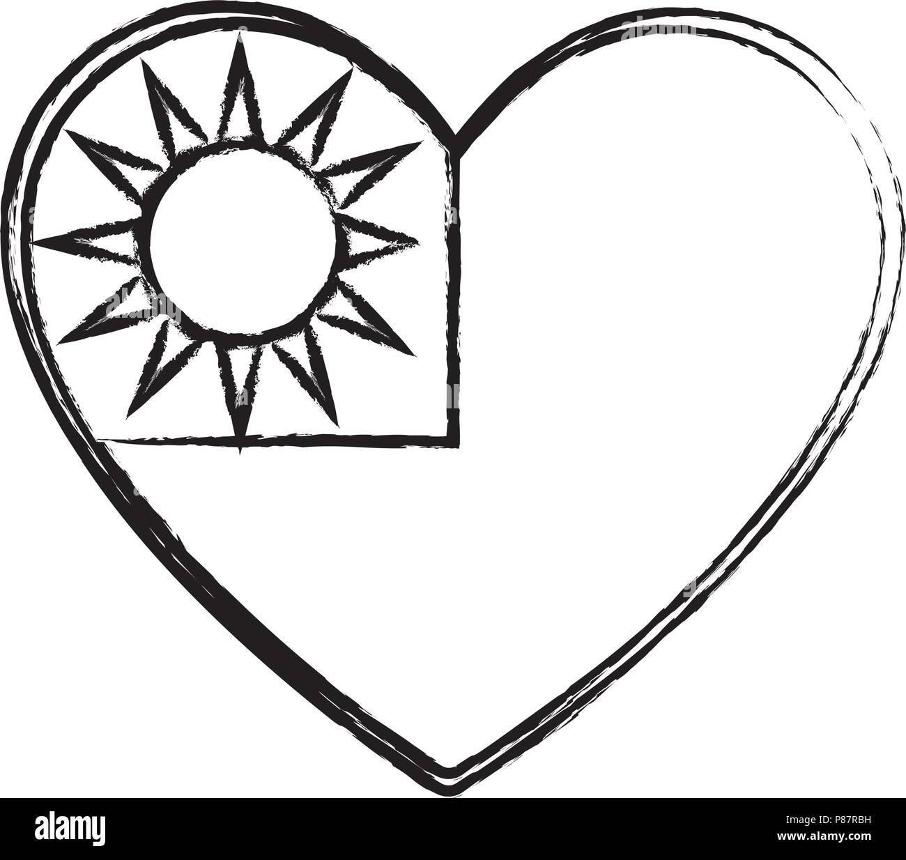 Heart with taiwan flag design over white background, vector ...