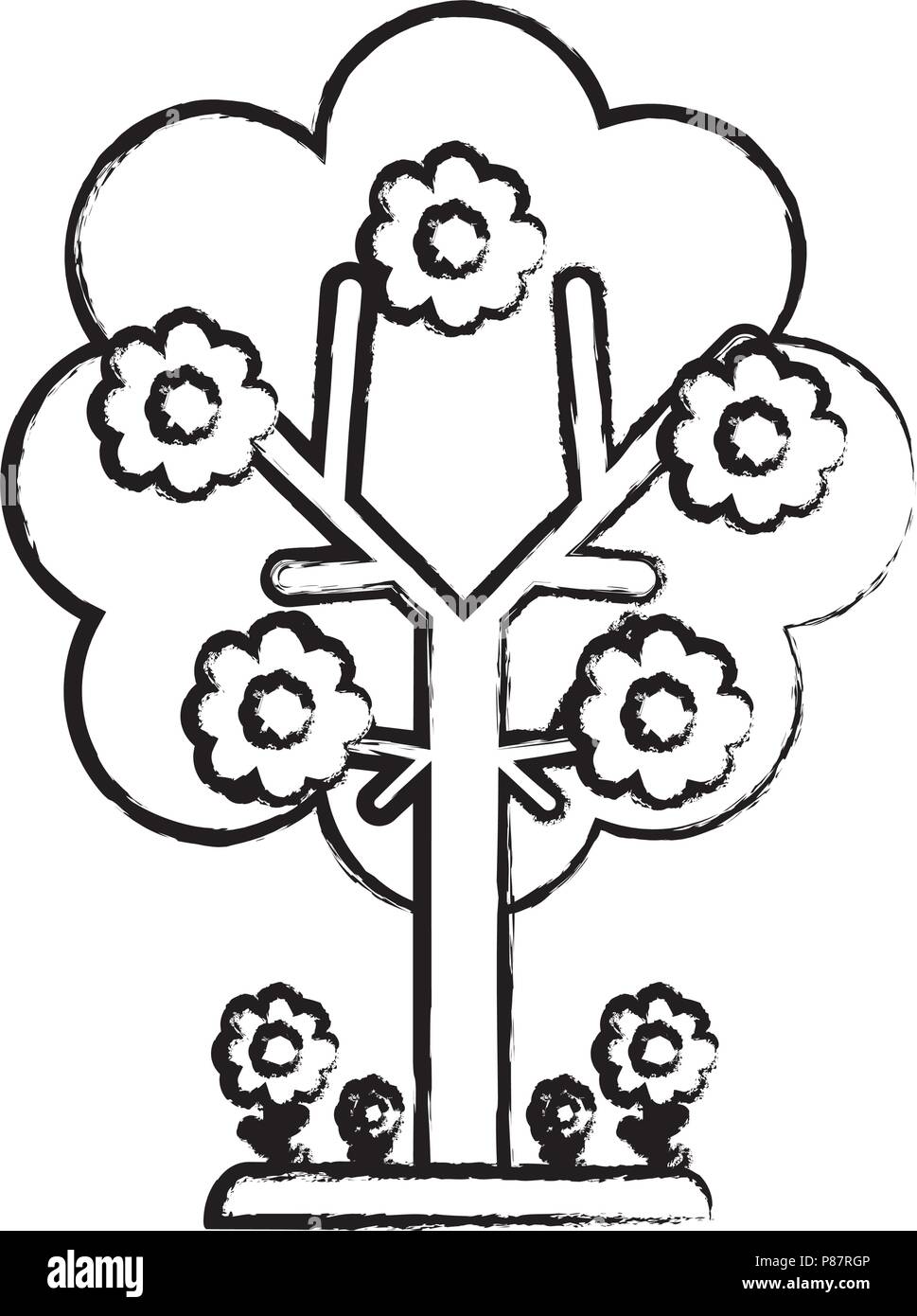 floral tree icon over white background, vector illustration Stock ...