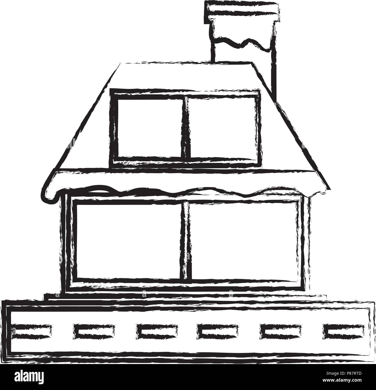 wooden house covered with snow icon over white background, vector ...